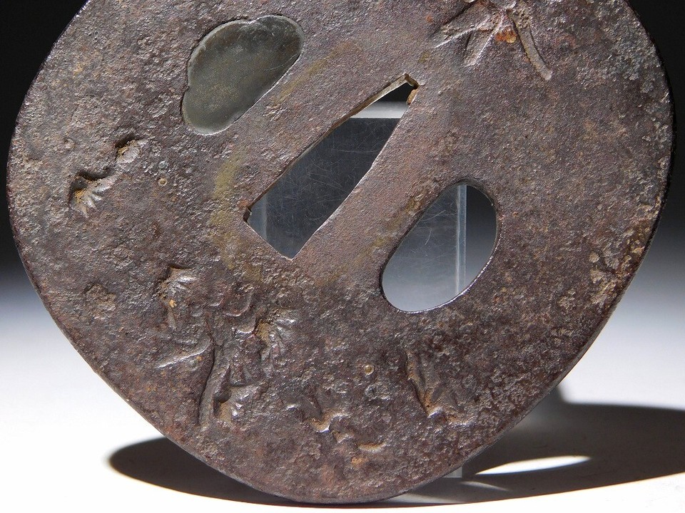 Dragonflies 87mm Large Katana Tsuba Edo original tsuba sword antique | eBay