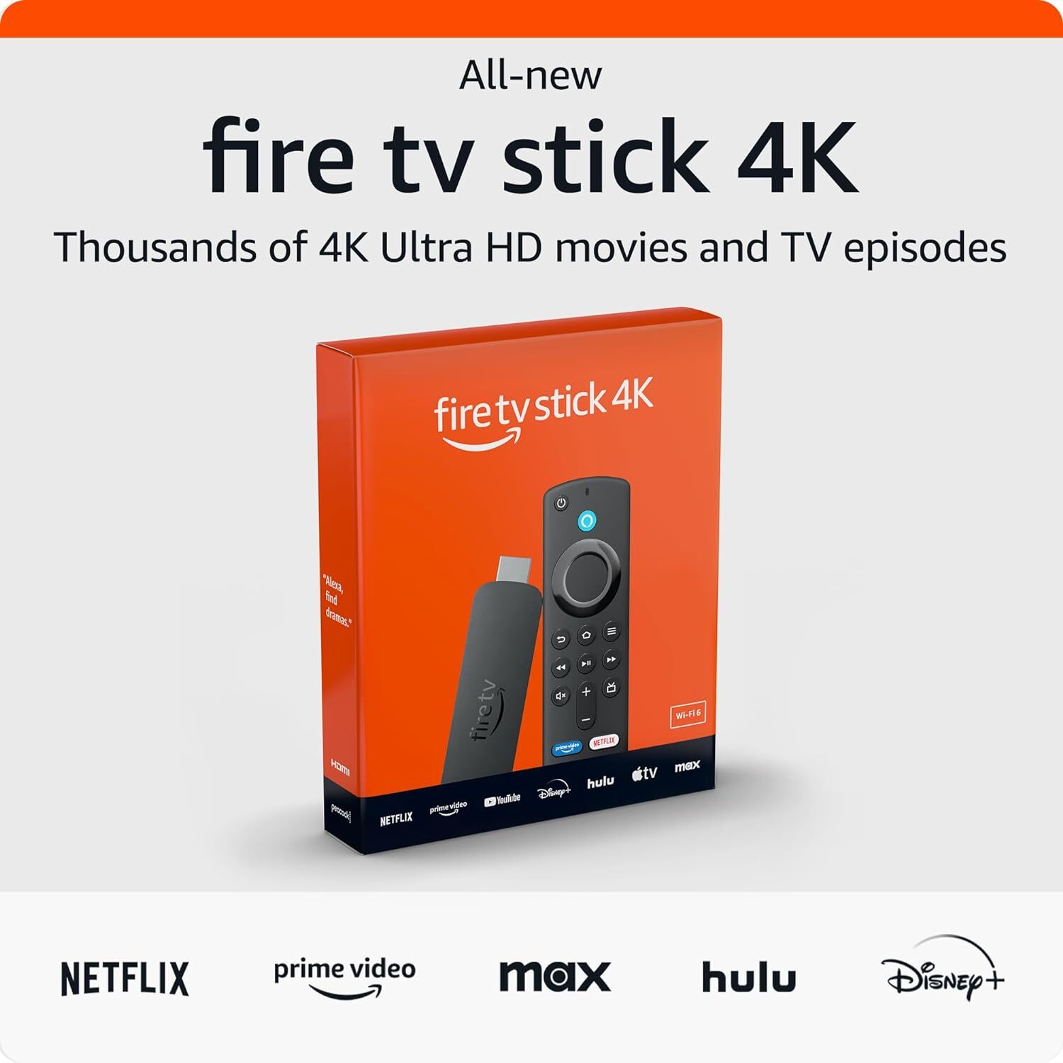 All-new Amazon Fire TV Stick 4K streaming device, includes support for ...