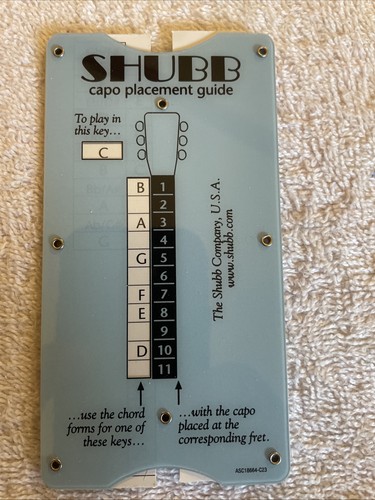 Shubb Guitar Chord Transposing Chart and Capo Placement Guide | eBay