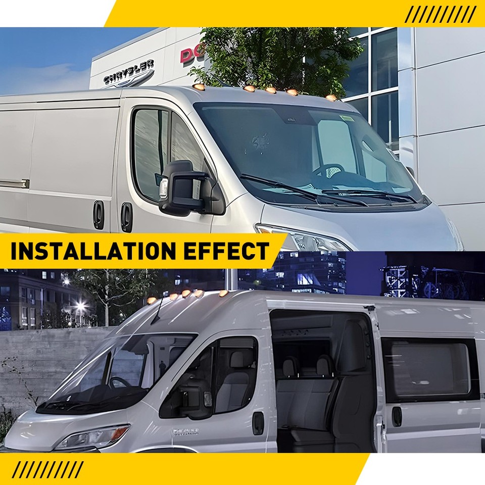 Fit 2014-2023 RAM ProMaster Front Cab Roof Smoke Yellow LED Marker ...