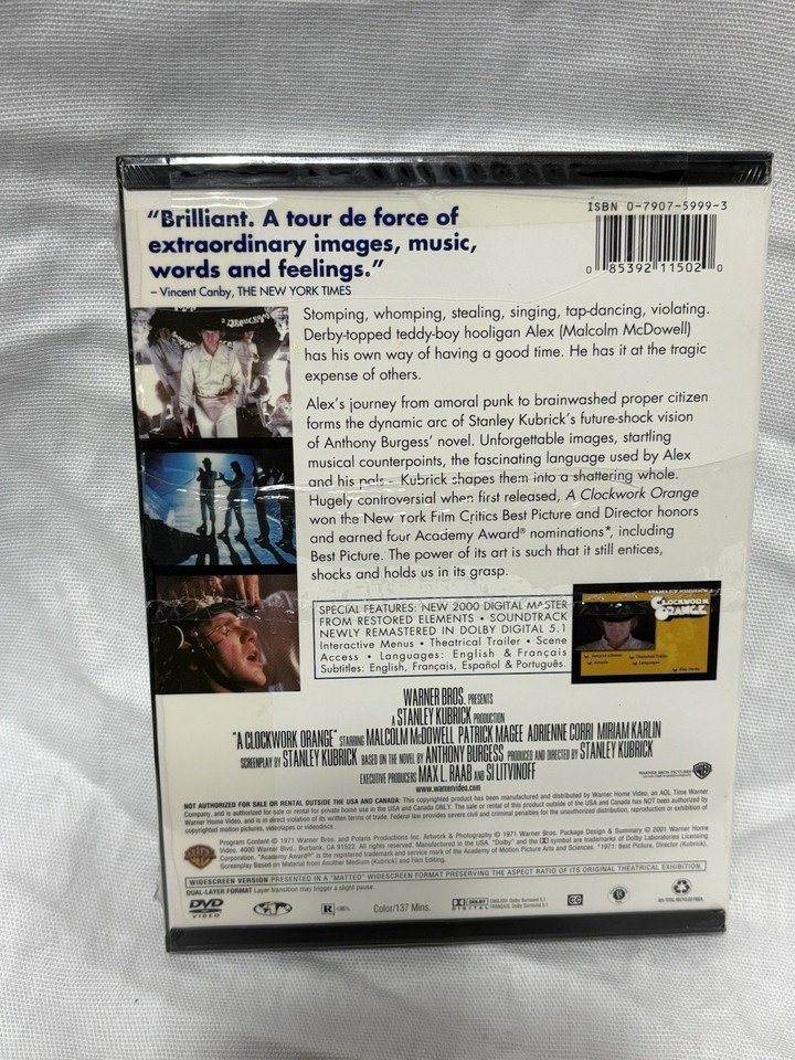 A Clockwork Orange DVD 1971 Stanley Kubrick Widescreen Snapcase New ...