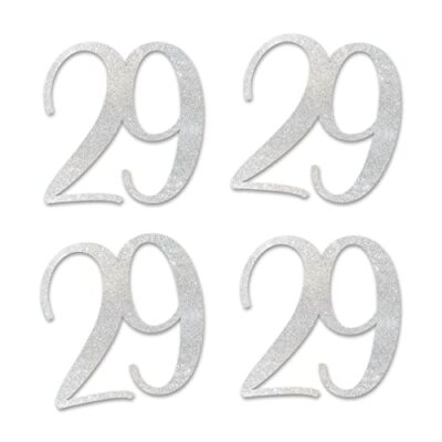 Silver Glitter 29 Cut-Out Numbers 29th Birthday Party Anniversary ...
