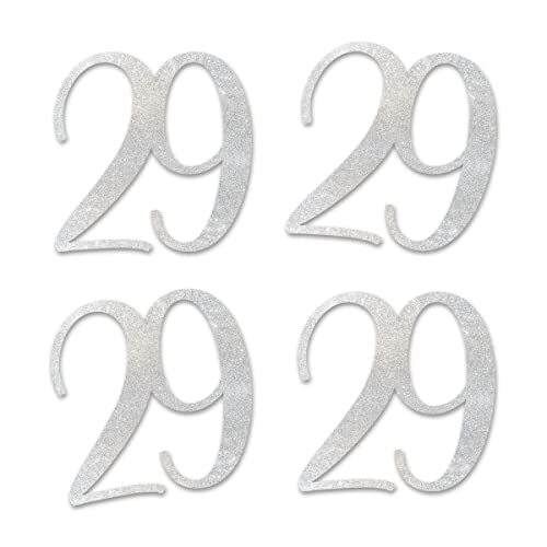 Silver Glitter 29 Cut-Out Numbers 29th Birthday Party Anniversary ...