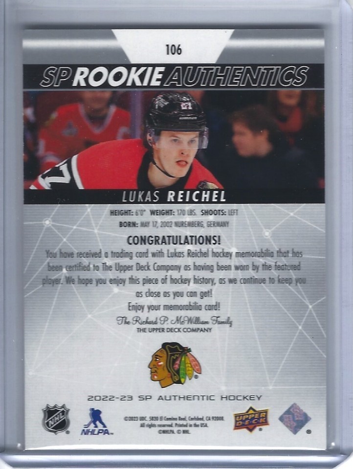 2022-23 SP Jerseys #106 Lukas Reichel | eBay