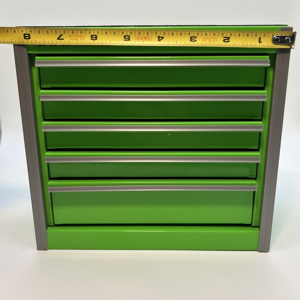 P.I.T. Mini Green Tool Box, Portable 5-Drawer Micro Roll Cab Steel Tool ...