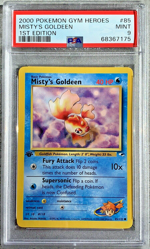 Pokémon Card 1st Edition Misty’s Goldeen PSA 9 Mint, Gym Heroes #85 ...