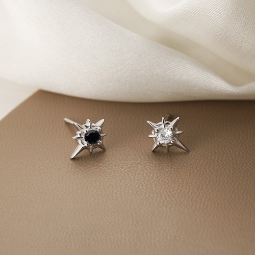 1Pair Black Zircon Star Earrings White Fashion Personality Ear Stud Jewelry | eBay Australia