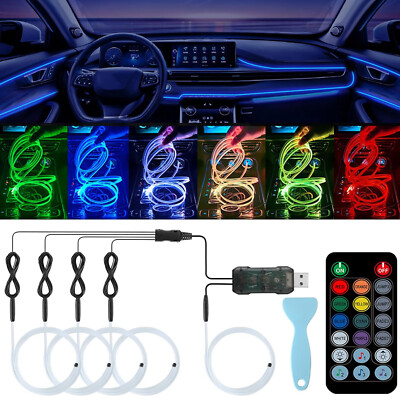 RGB LED USB Car Interior Neon Atmosphere Light Strips Lamp Under Dash ...