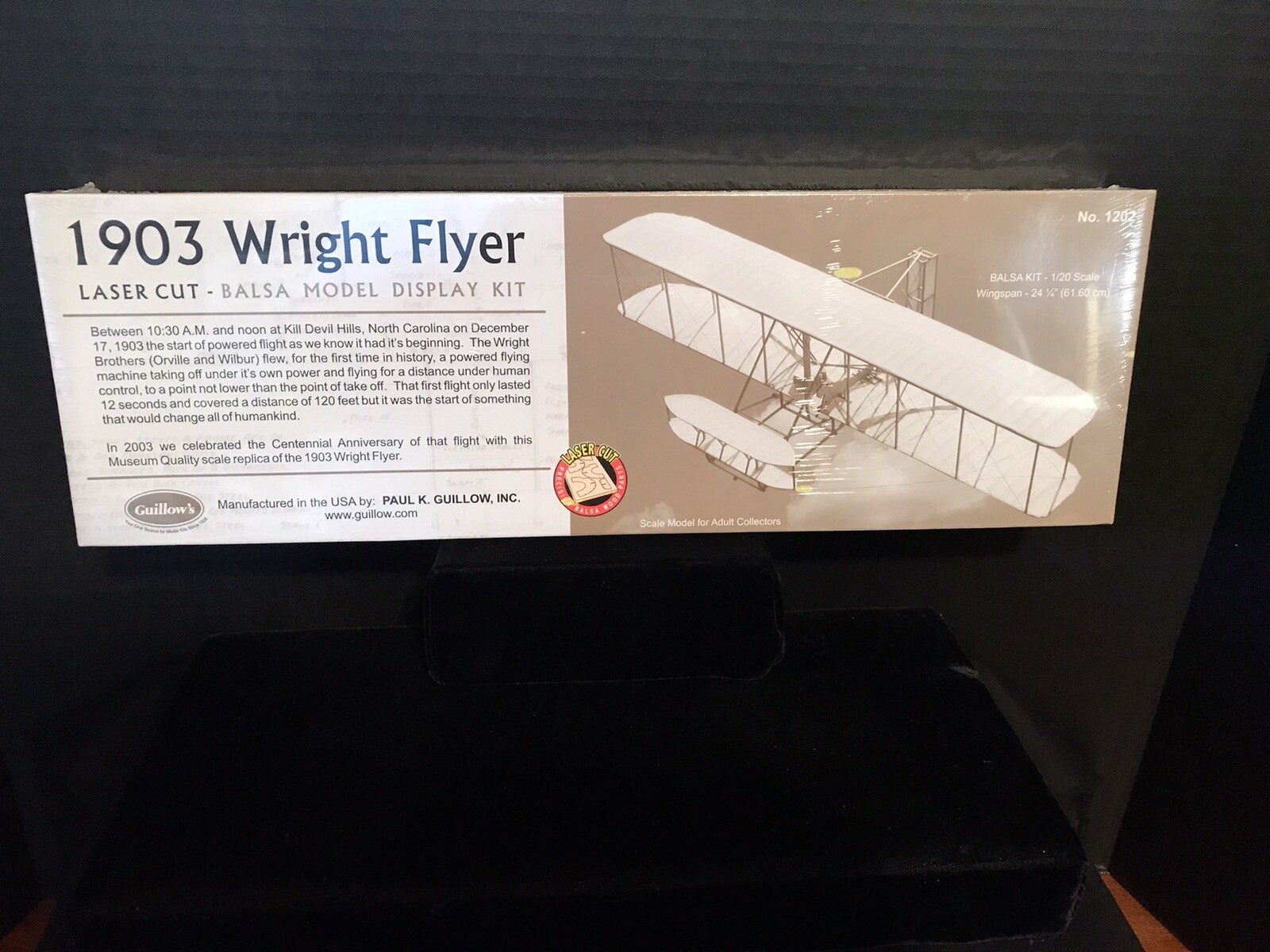 GUILLOWS 1202 1903 WRIGHT FLYER BALSA MODEL DISPLAY KIT-NIB-1/20 SCALE ...