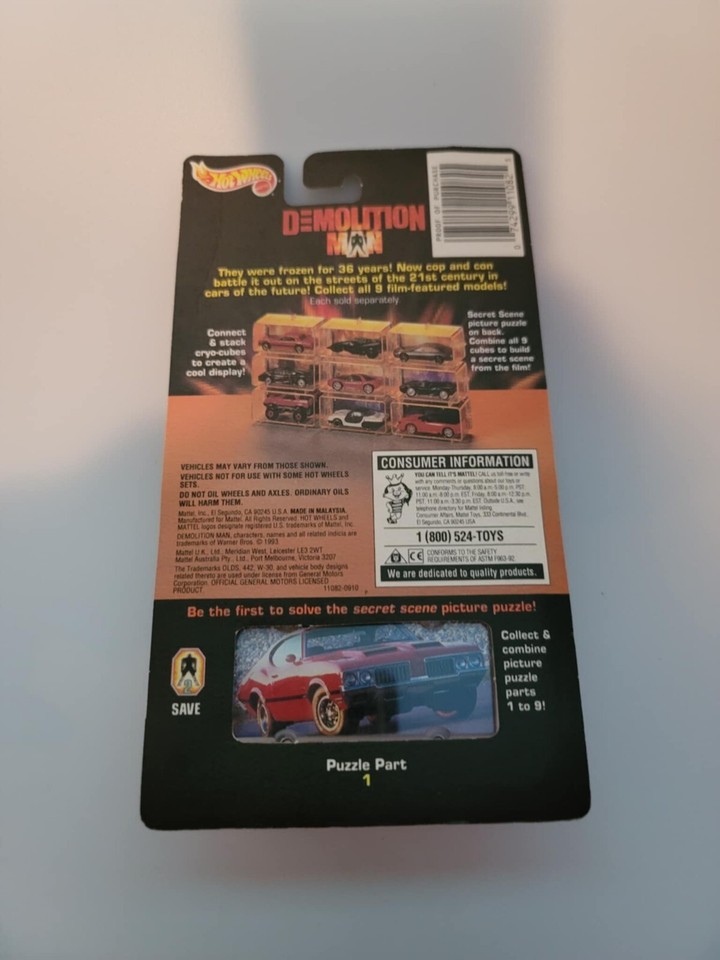 Hot Wheels Demolition Man Olds 442 W-30 Real Movie Replica | eBay