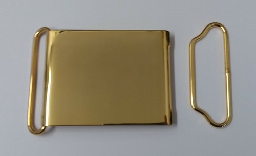 62mm Gilt Buckle Plate type buckle Set No Insignia British Military ...