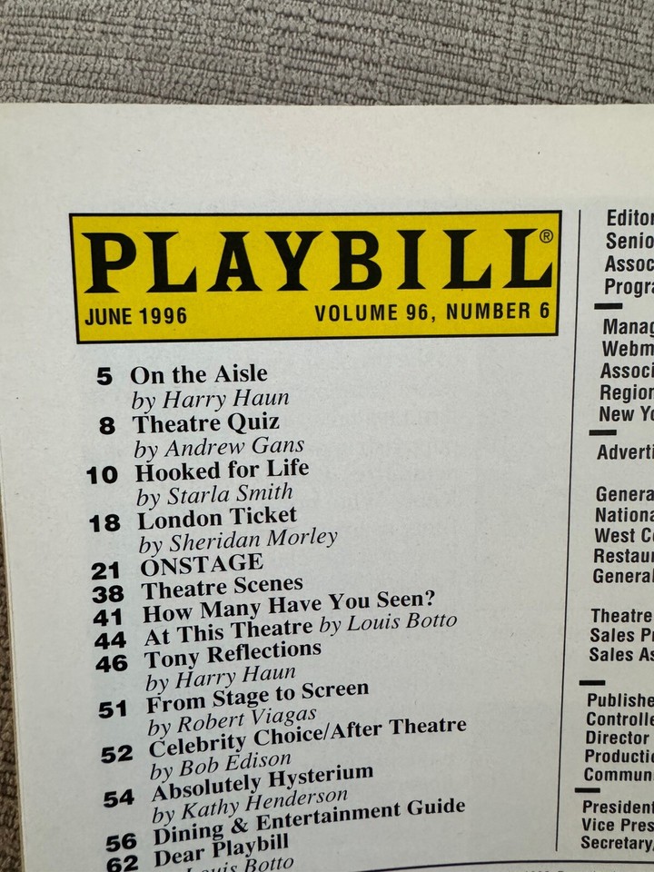 Big Broadway NYC Playbill 1996 Daniel Jenkins Crista Moore | eBay