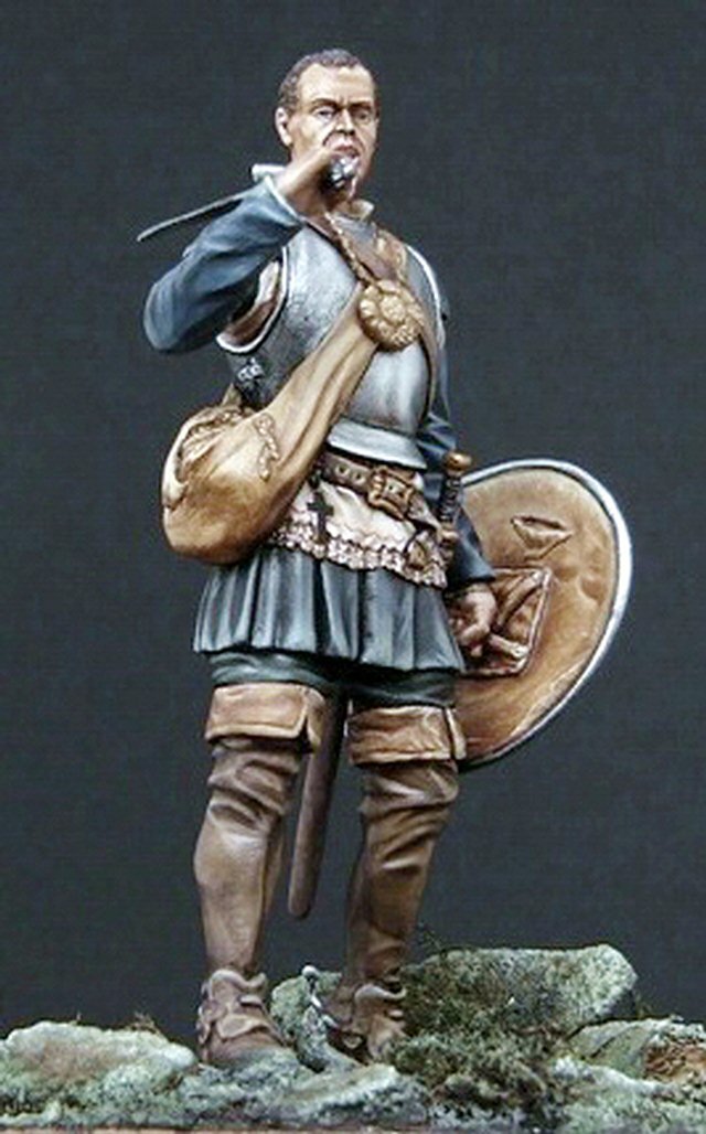 Black Dog 75mm 1/24 Spanish Conquistador w/Sword & Shield Vignette w ...