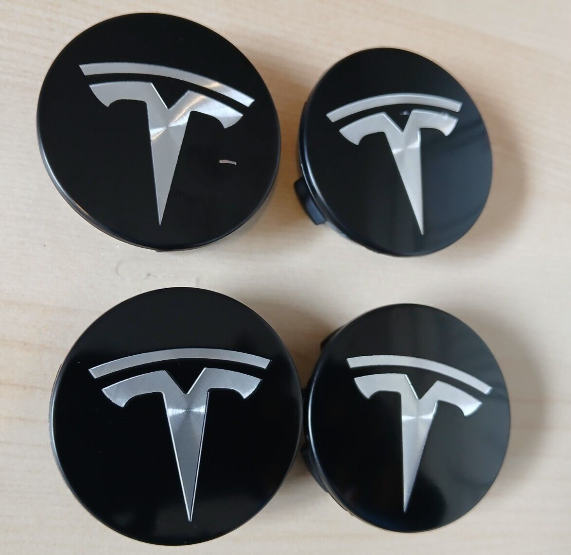 SET OF 4 Tesla BLACK SILVER 56mm Center Hub Caps for Model 3, X, S ...