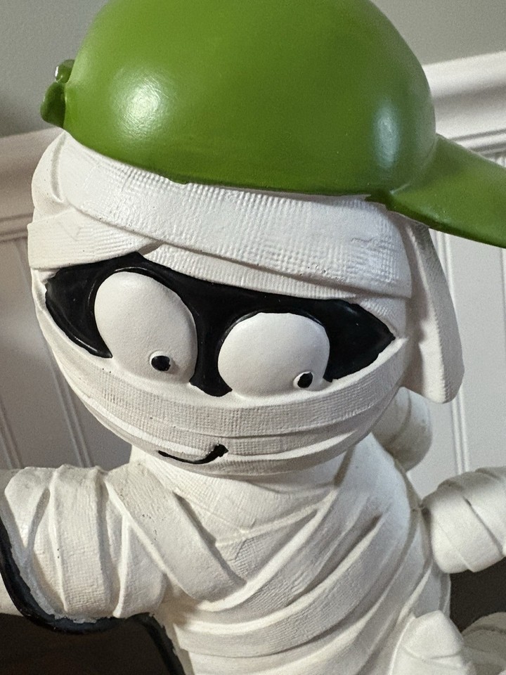 Halloween Mummy with Baseball cap walking his Mummy cat. 12” Resin New ...