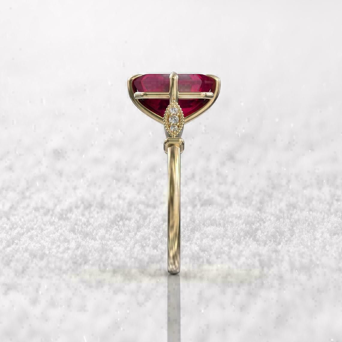 1.50Ct Radiant Lab Created Ruby Solitaire Women's Ring 14K Yellow Gold Plated | eBay