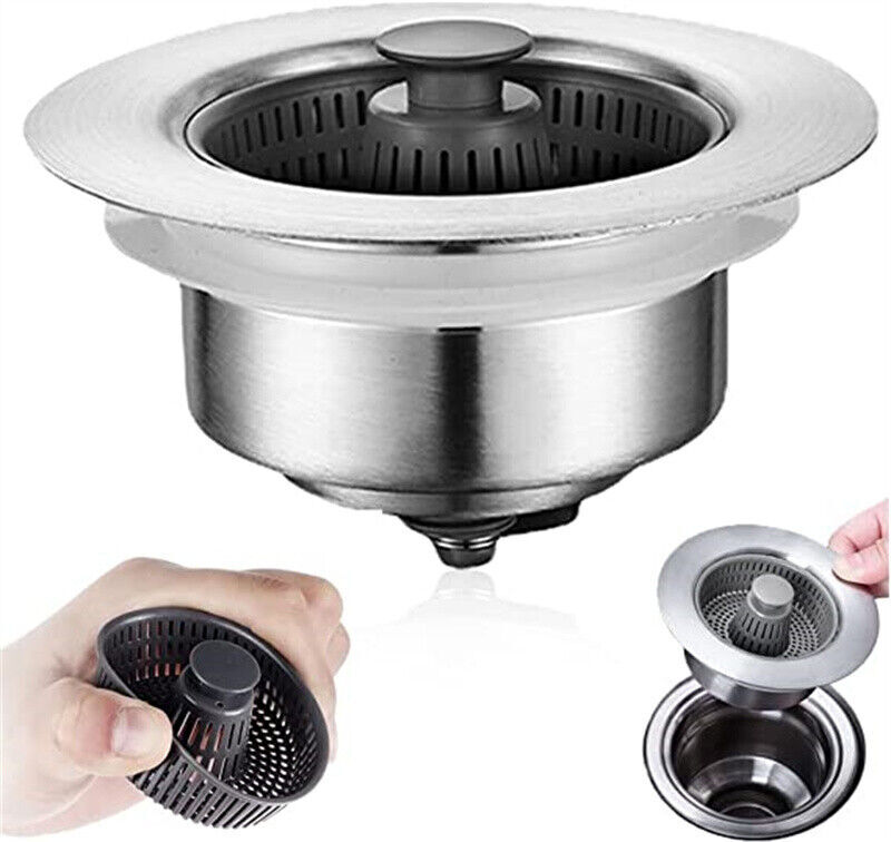 NEW Stainless Steel Kitchen Sink Drain Strainer Waste Plug Filter ...