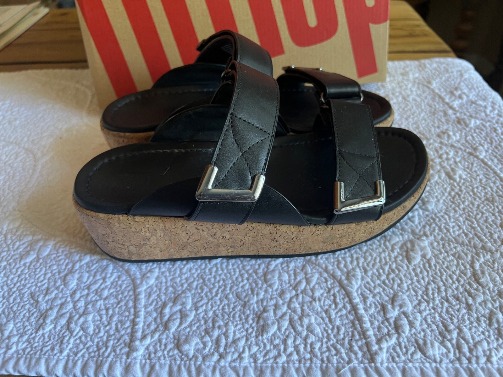 FitFlop Remi Slide Sandal Black Wedge Women's Size 7 New With Box $130 ...