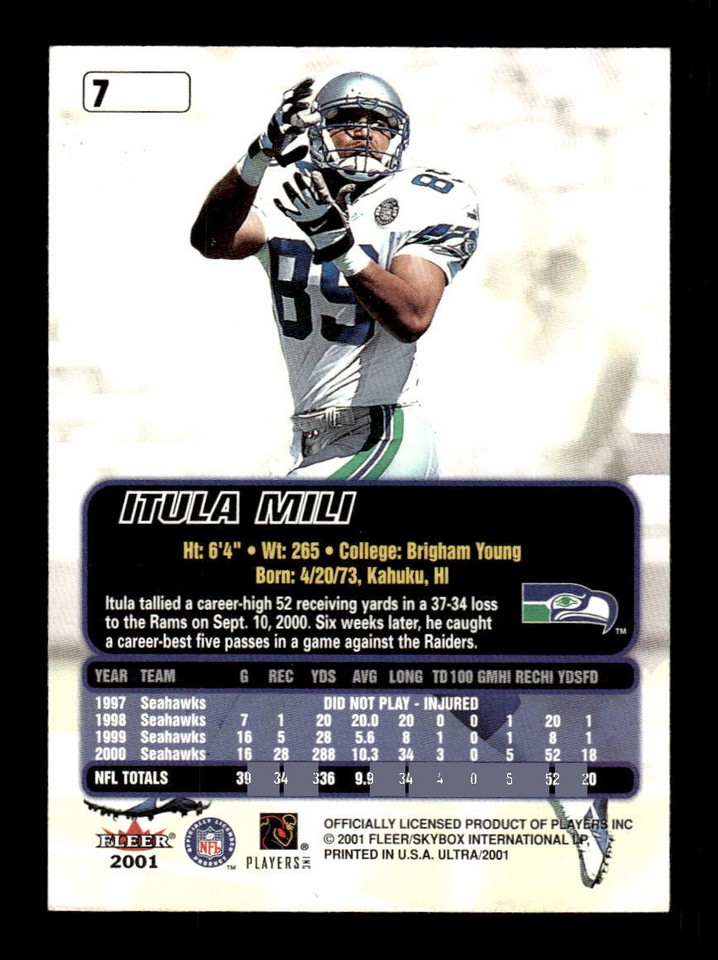 2001 Ultra #7 Itula Mili HAND SIGNED AUTO | eBay