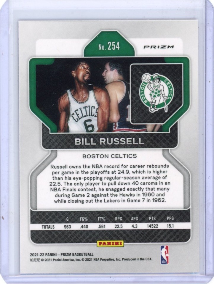 2021-22 Panini Bill Russell Purple Wave Prizm - Boston Celtics | eBay