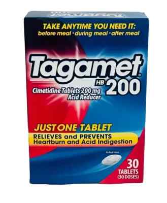 Tagamet HB 200 mg Cimetidine Acid Reducer & Heartburn Relief 30 Ct EXP ...