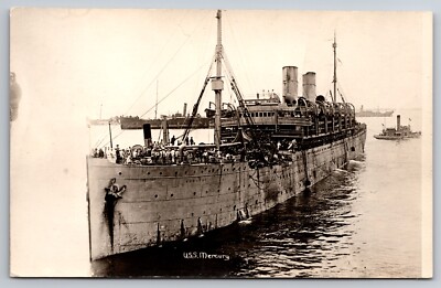 USS Mercury Naval Ship World War One WWI c1918 Real Photo RPPC | eBay