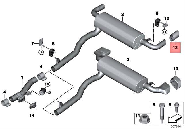 Genuine BMW G30 G31 G32 518d 520d ed Tailpipe Trim Black Chrome ...