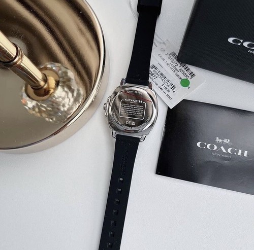 NWB 14503877 Black Coach Women Boyfriend Logo-Embossed Rubber Strap ...