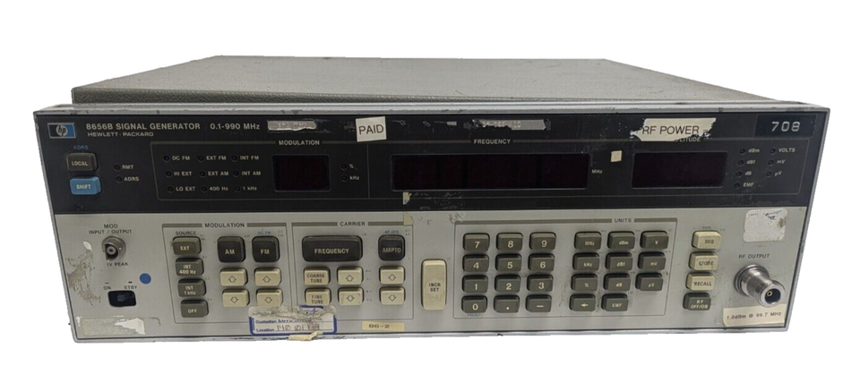 HP Hewlett Packard 8656B Signal Generator 0.1-990 MHz - Read ...