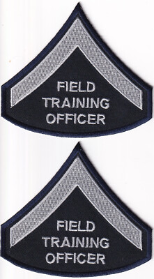 FIELD TRAINING OFFICER Chevron patches Silver on Midnight Navy 1 pair F ...