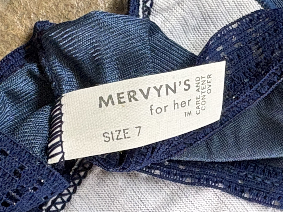 MERVYN'S FOR HER Lrg NAVY BLUE Silky Smooth Lace Waist Nylon Bikini ...