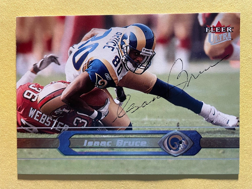 SIGNED ISAAC BRUCE 2002 FLEER ULTRA FOOTBALL CARD AUTOGRAPH - RAMS ...