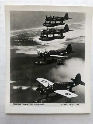 Original 1940's WWII Photograph of US Navy Scout Seaplanes Flying in ...