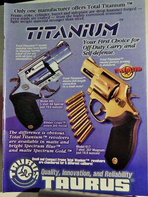 TAURUS TITANIUM REVOLVER HANDGUN FIREARM ORIGINAL VTG 1999 ...