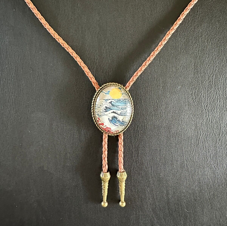 Vintage Japanese Ukiyo-e Bolo Tie Mens Wedding Necklace Western Cowboy ...