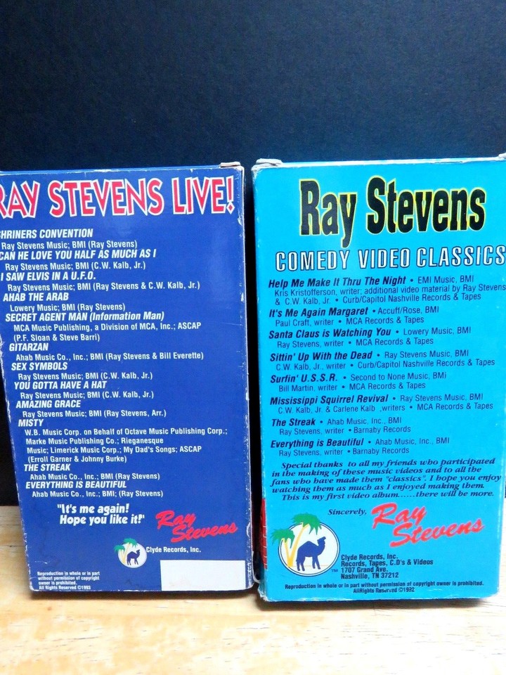 Two Vintage Ray Stevens VHS: Comedy Video Classics & Live! | eBay