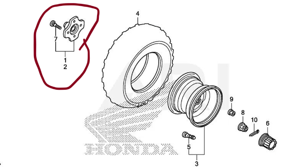 HONDA LEFT REAR WHEEL HUB, RANCHER 420, FOREMAN 500, 520 42620-HR3-A20 ...