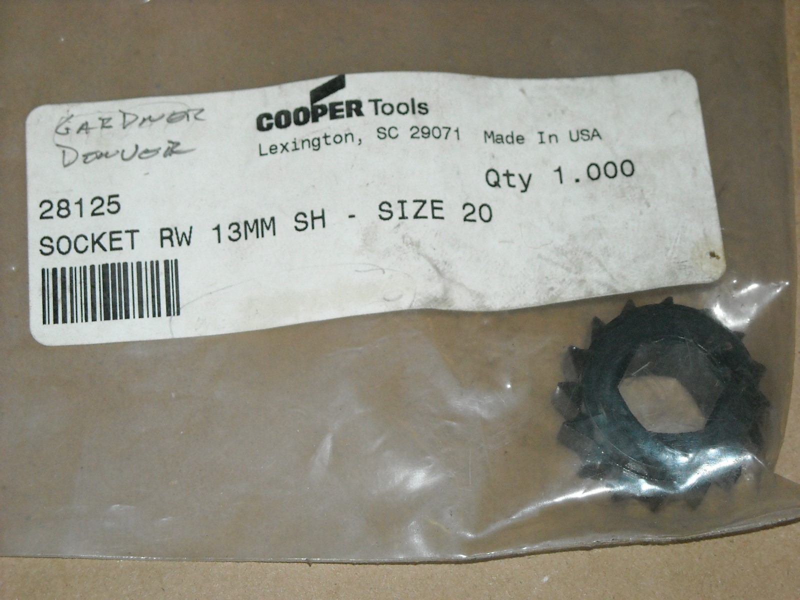 28125, 13MM Socket, Gardner Denver, Cleco, Cooper Tools, New Old Stock ...
