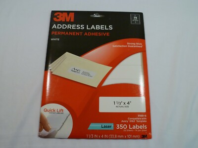 3M Address Labels, 1-1/3" x 4", white, 3100-G, 350 count | eBay