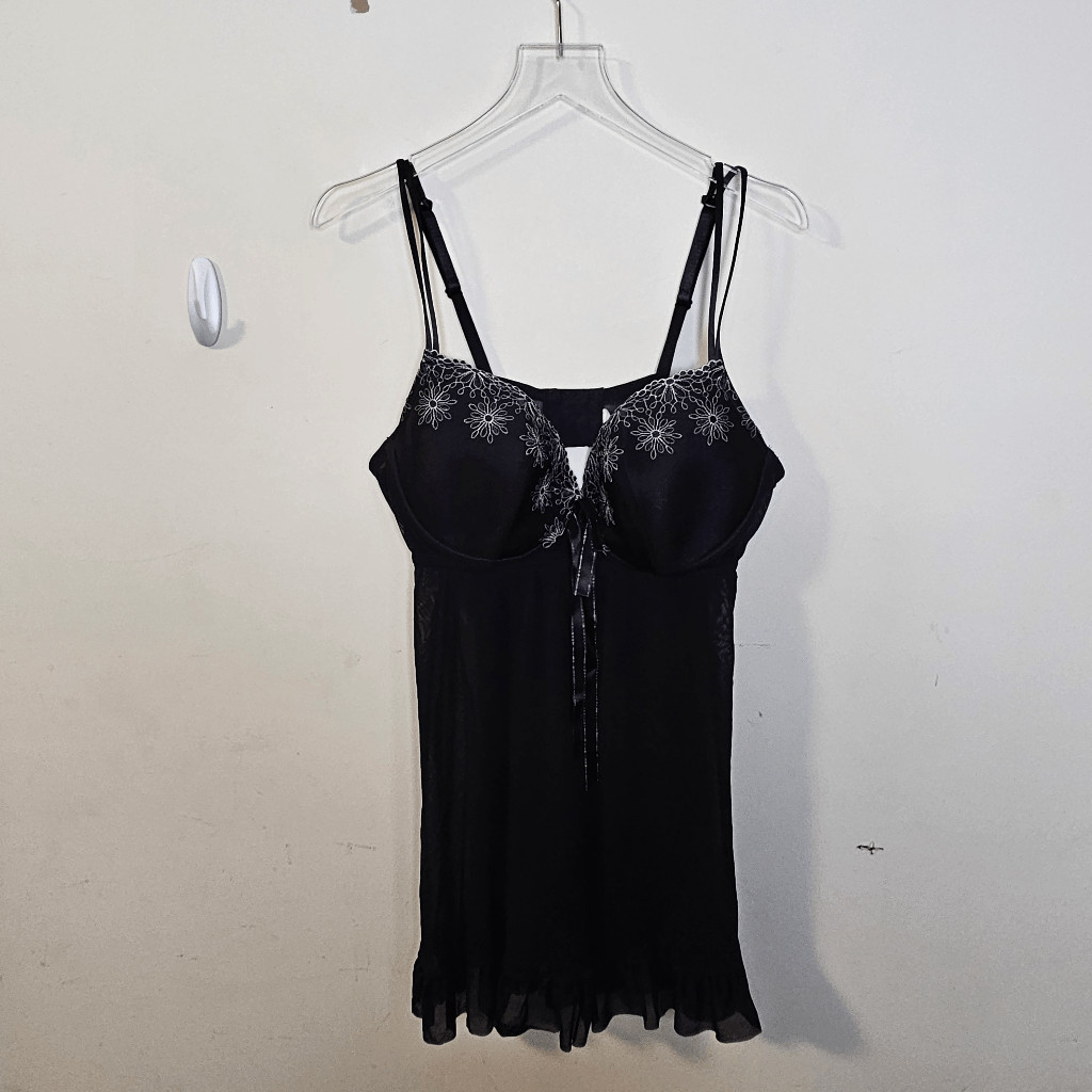 Cacique Sheer Sexy Babydoll Lingerie Teddy Women's Bl… - Gem