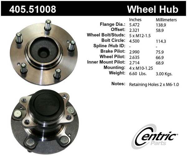 Wheel Bearing and Hub Assembly-Premium Hub Assemblies Rear fits 2010 ...
