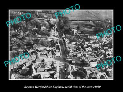 OLD LARGE HISTORIC PHOTO ROYSTON HERTFORDSHIRE ENGLAND TOWN AERIAL VIEW ...
