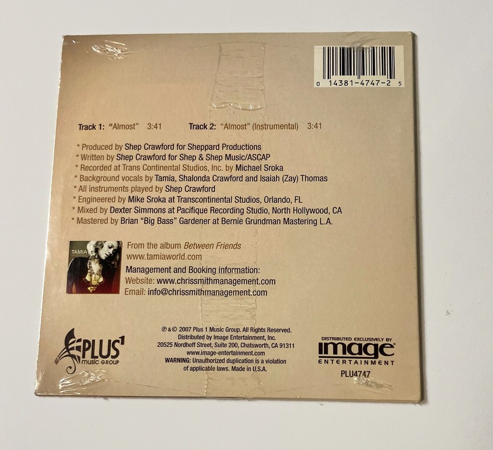 TAMIA "Almost" RARE OUT OF PRINT CD Single US ©2007 SEALED! R&B w ...