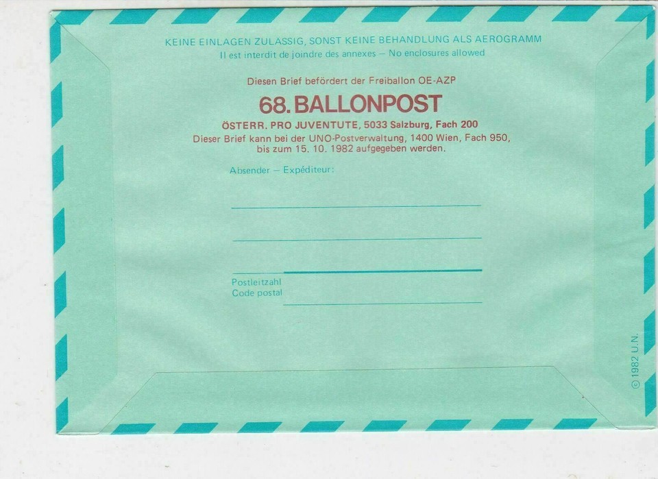 Austria 1982 Pro Children Multi Cancels Balloon Post Stamps Aerogramme ...