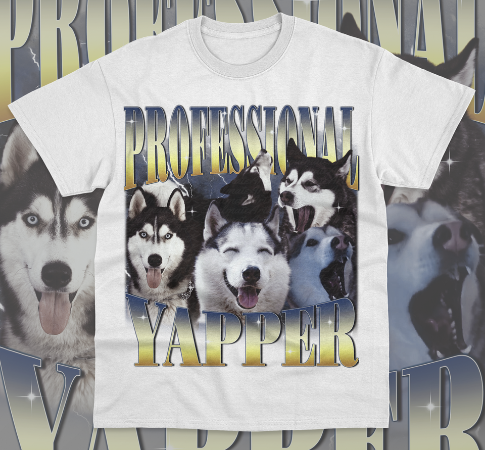 Professional Yapper T-Shirt Funny Meme Dog Husky Lover Graphic Unisex ...