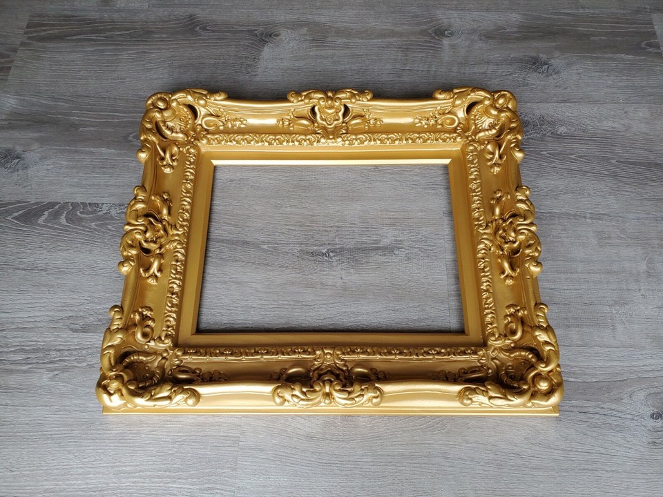 12x16 Matte Gold Picture Frame, Ornate Baroque Wall Picture Frame, Art ...
