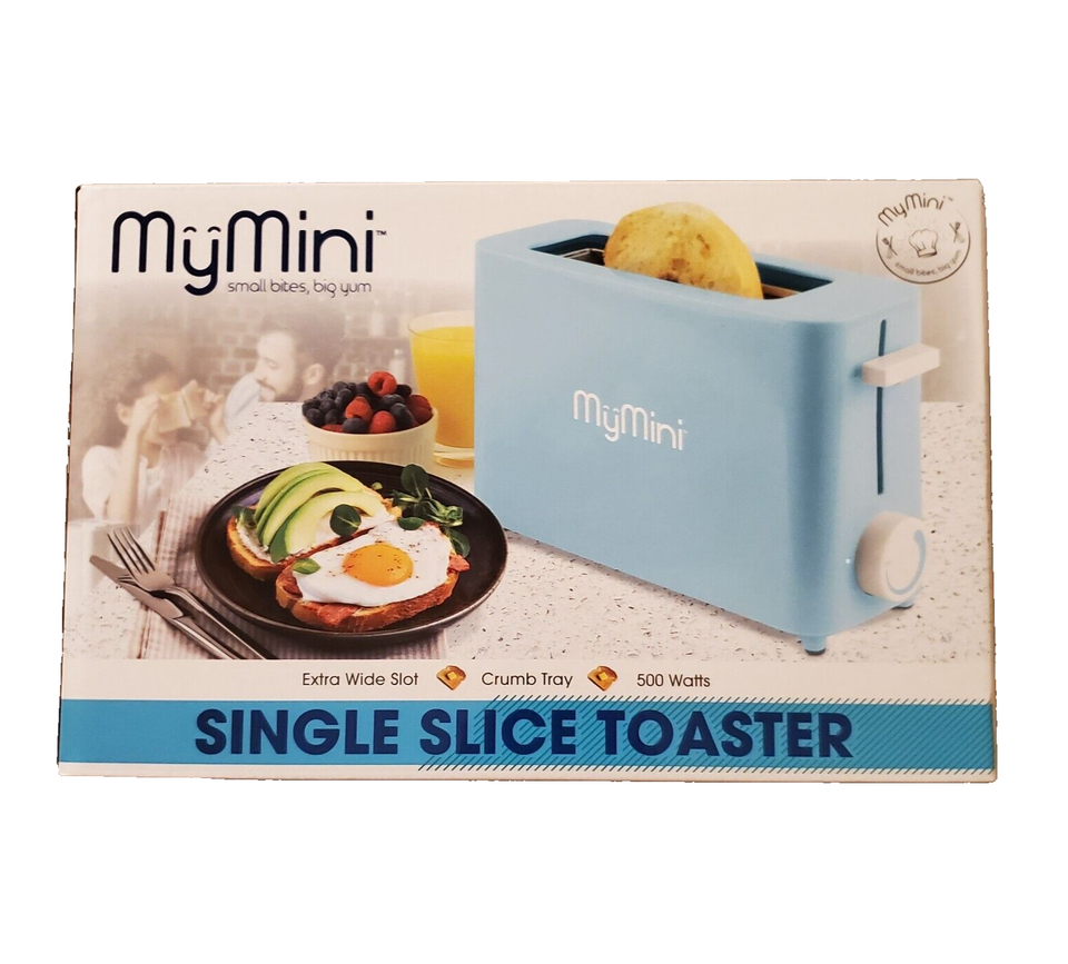 MyMini Single Slice Toaster Aqua Blue Compact Retro Kitchen Appliance ...