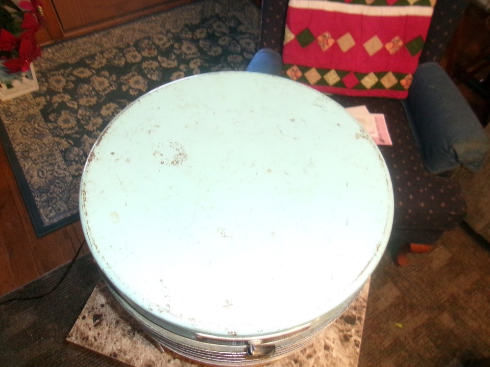 Antique 100% Metal Turquoise Eskimo Hassock Ottoman 3 Speed Floor Fan ...