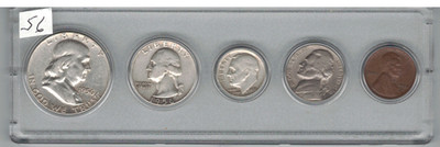 1956 BIRTH YEAR 5 COIN SET - 90% SILVER COINS (3) Included CIRCULATED ...
