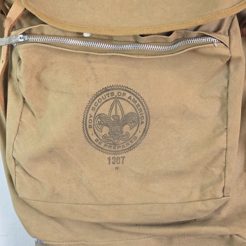 Vintage BSA Boy Scouts of America Canvas Backpack 1307 w/ Large Cruiser ...
